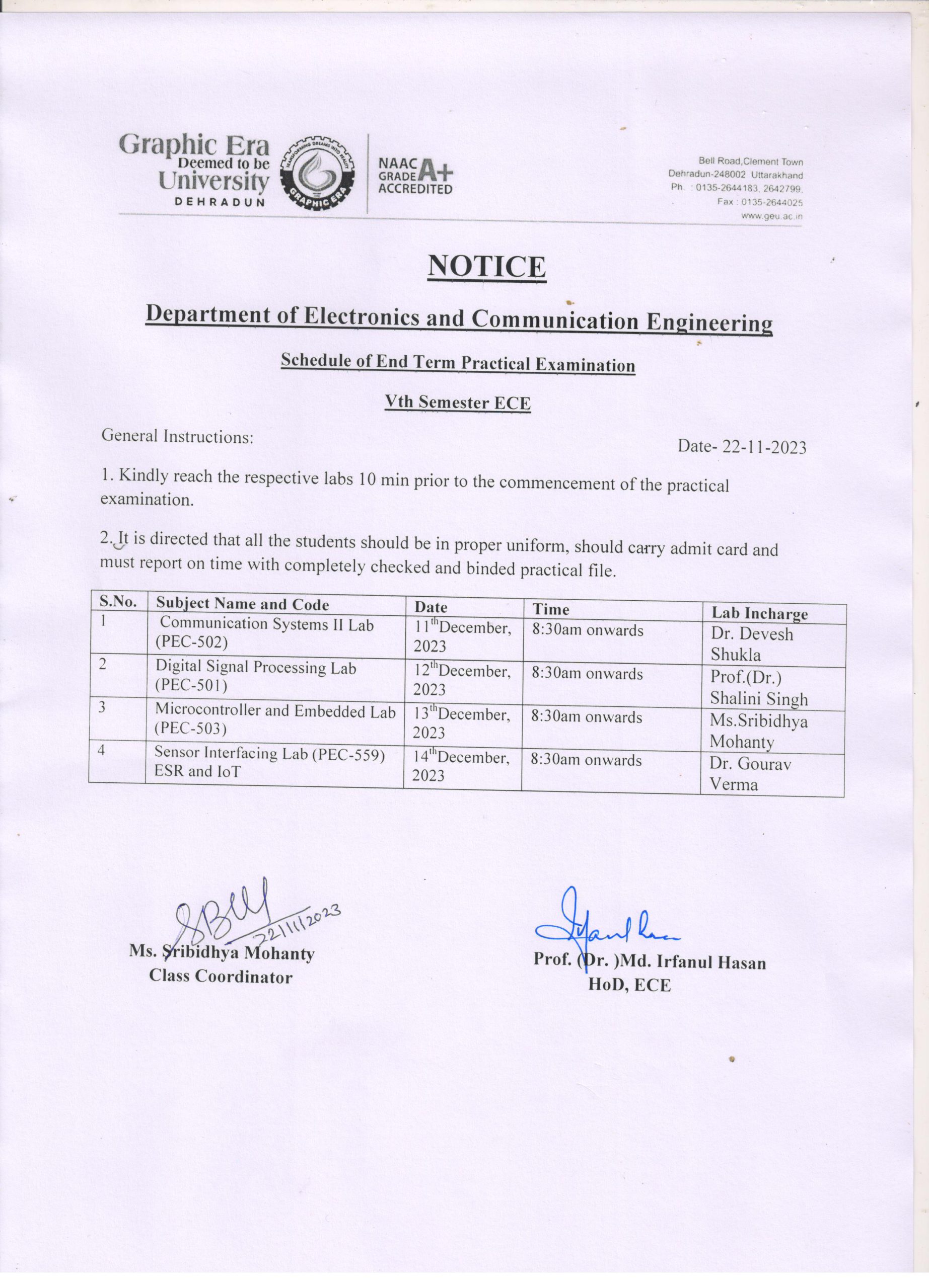 Notices – ECE Department | Graphic Era (Deemed to be University)